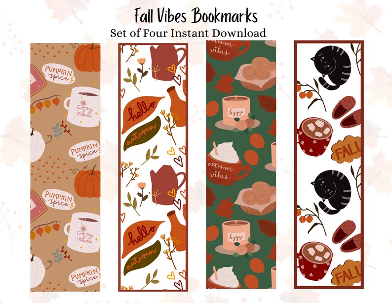 Fall Printable Bookmark Pumpkin Spice Bookmark Autumn Theme - Etsy