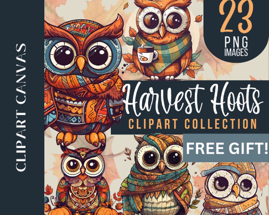 Harvest Hoots: Fall Owl Clip Art Bundle Bonus Digital Papers - Etsy