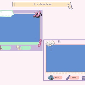 Cute Twitch Animated Streamer Screen Package for Girl Gamers - '90s ...