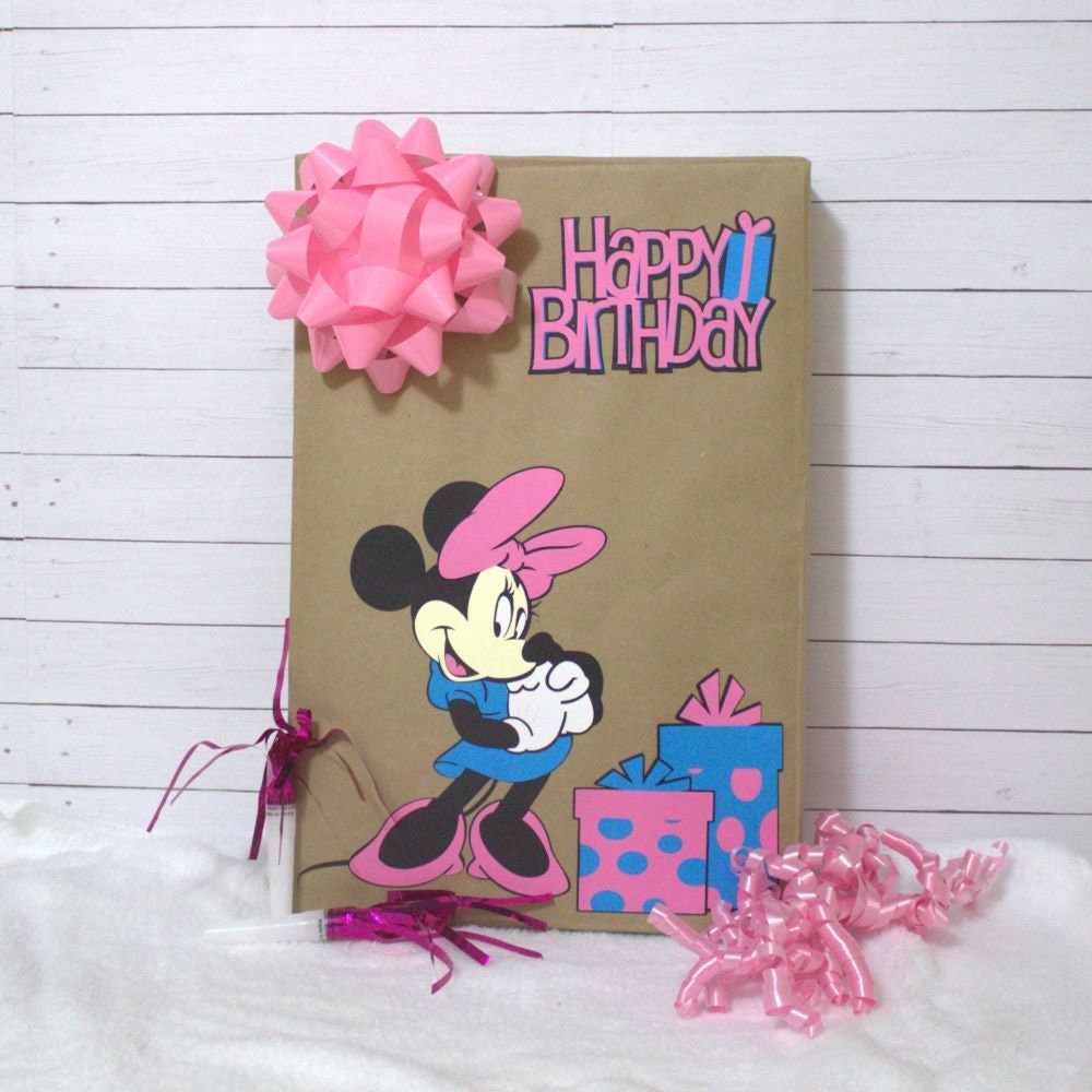 Minnie Mouse Gift Wrap, Birthday Gift Wrap, Wrapping Paper, Gift Wrap ...