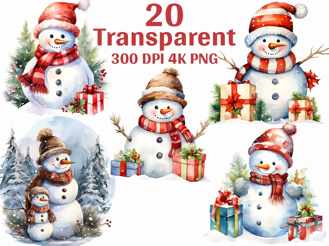 20 Snowman PNG, Christmas Clipart, Christmas Snowman Clipart Bundle ...