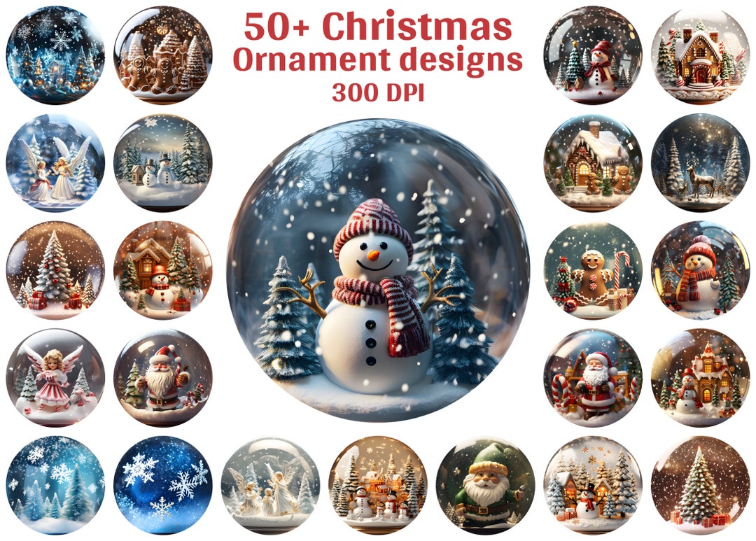 3D Christmas Snow Globe Ornament Design Bundle Sublimation PNG Bundle ...