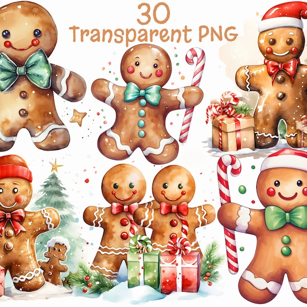 Gingerbread Clipart - Etsy
