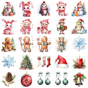 100 Cute Christmas Clipart Watercolor Christmas Clipart PNG Bundle ...