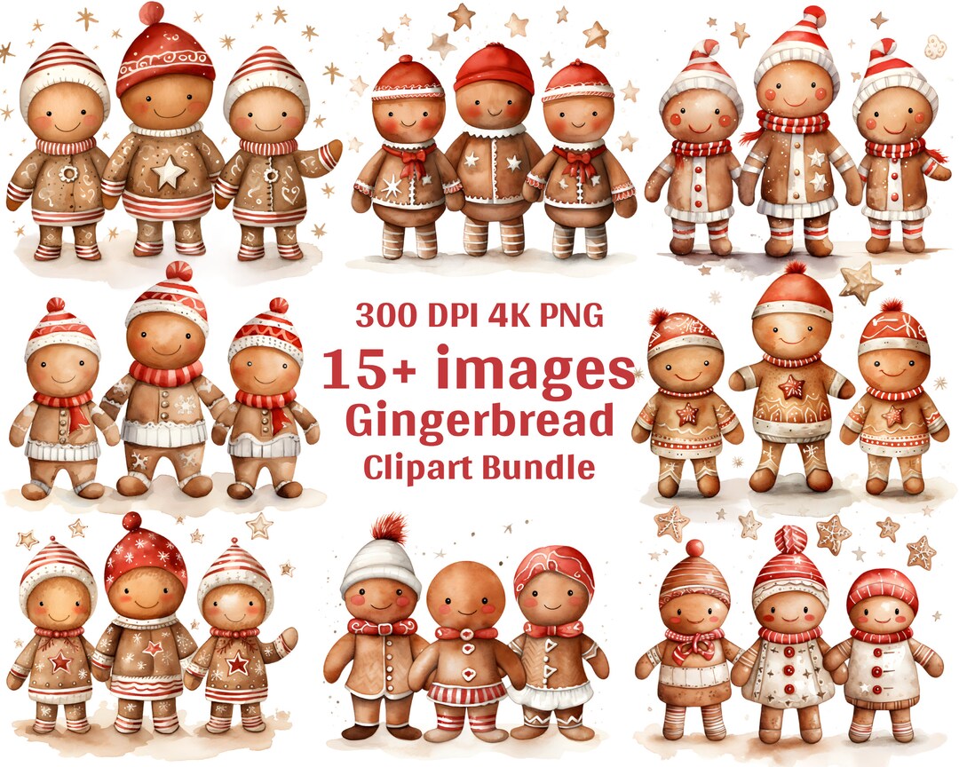 Cute Gingerbread Family Clipart Bundle Christmas Gingerbread Clipart ...