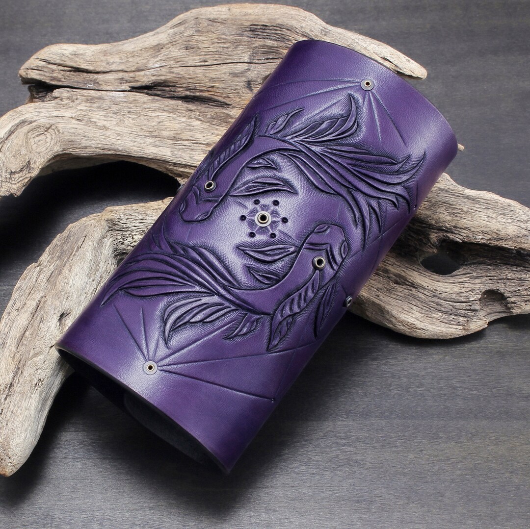 Yin Yang Koi Fish Leather Incense Case. Purple Leather Zen Incense ...