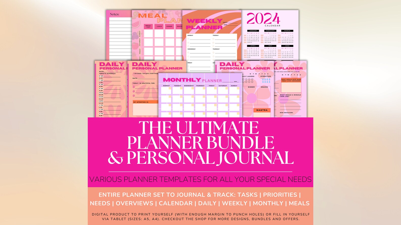 Full Planner Bundle Printable Planner Goals, Habits Growth Mindset Self ...