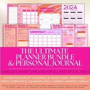 Full Planner Bundle Printable Planner Goals, Habits Growth Mindset Self ...