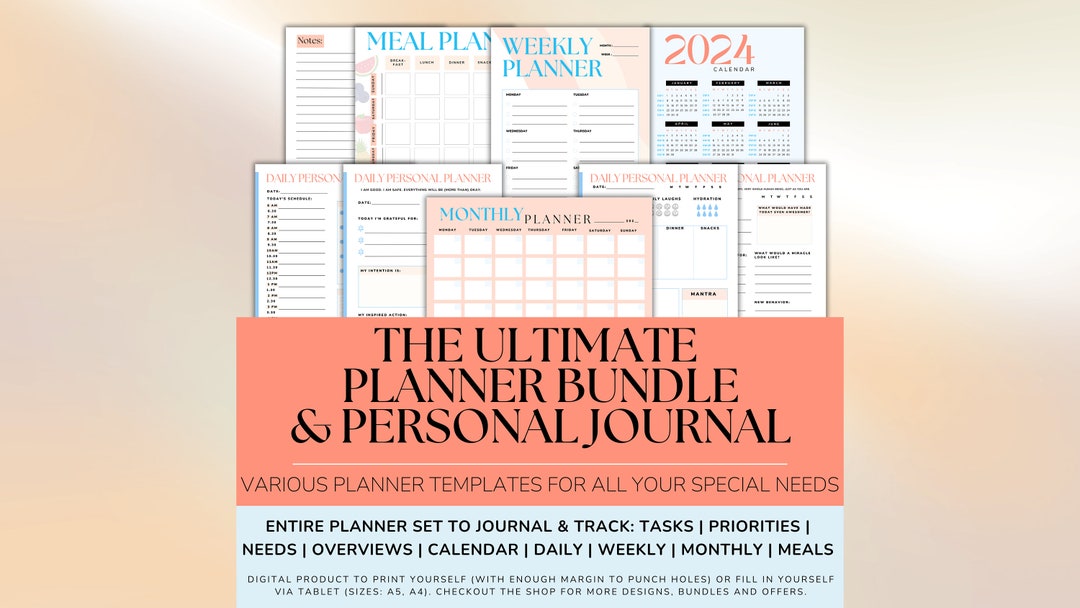 Full Planner Bundle Printable Planner Goals, Habits Growth Mindset Self ...