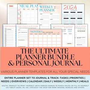 Full Planner Bundle Printable Planner Goals, Habits Growth Mindset Self ...