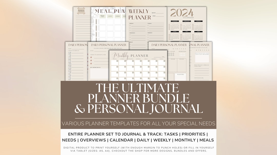 Full Planner Bundle Printable Planner Goals, Habits Growth Mindset Self ...