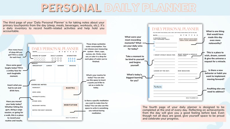 Daily Focus Planner Template | Printable Daily BUNDLE | Daily Schedule ...