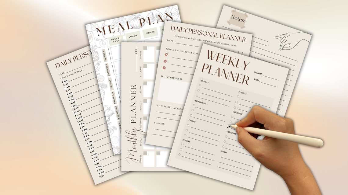 Full Planner Bundle Printable Planner Goals, Habits Growth Mindset Self ...