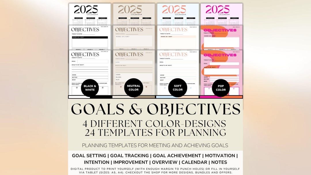 Goal Planner 2025 Printable, Goal Setting, Goal Tracker, Productivity ...