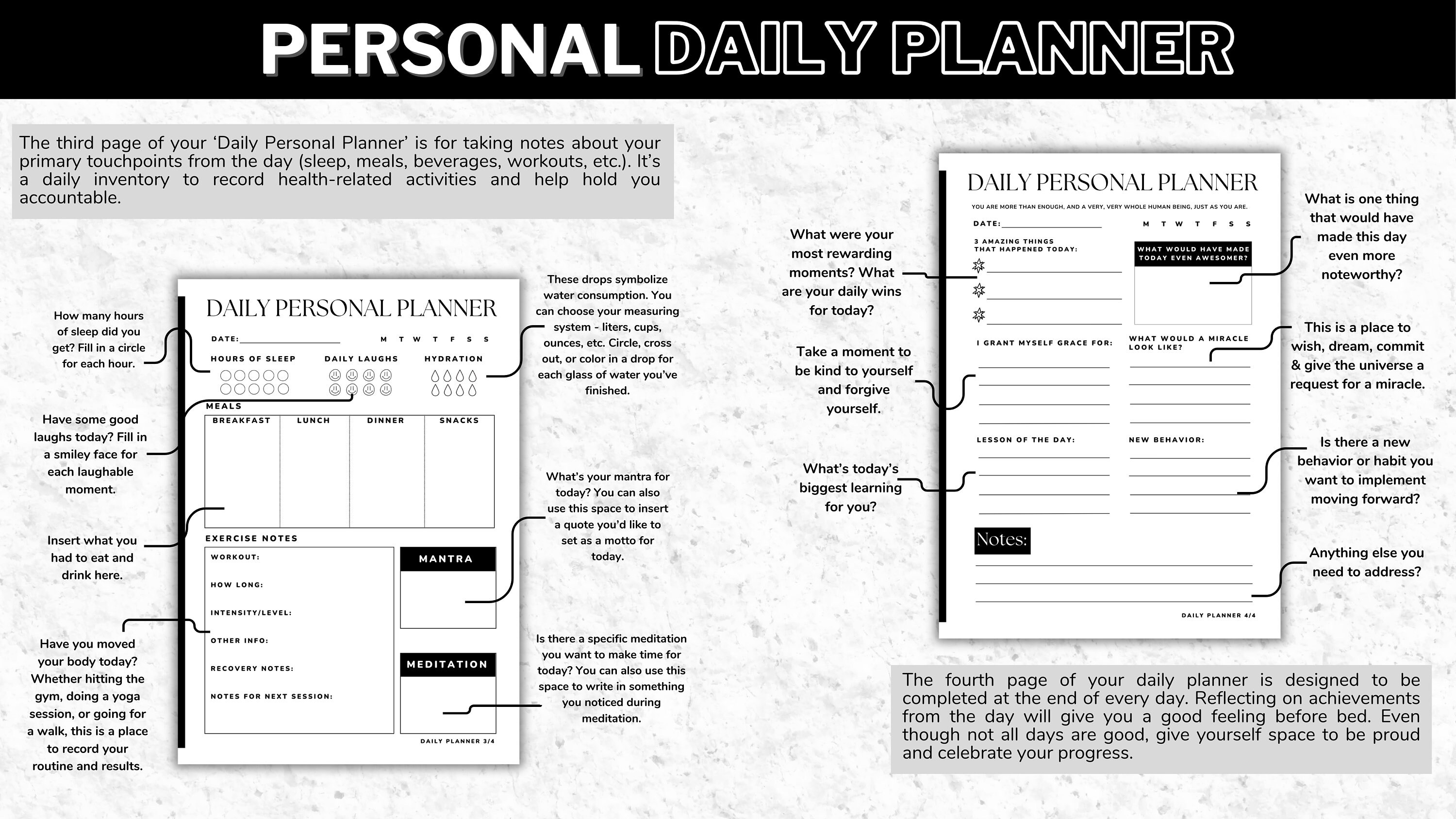 Habit Tracker – Black / White Minimalist Design | Undated Daily ...