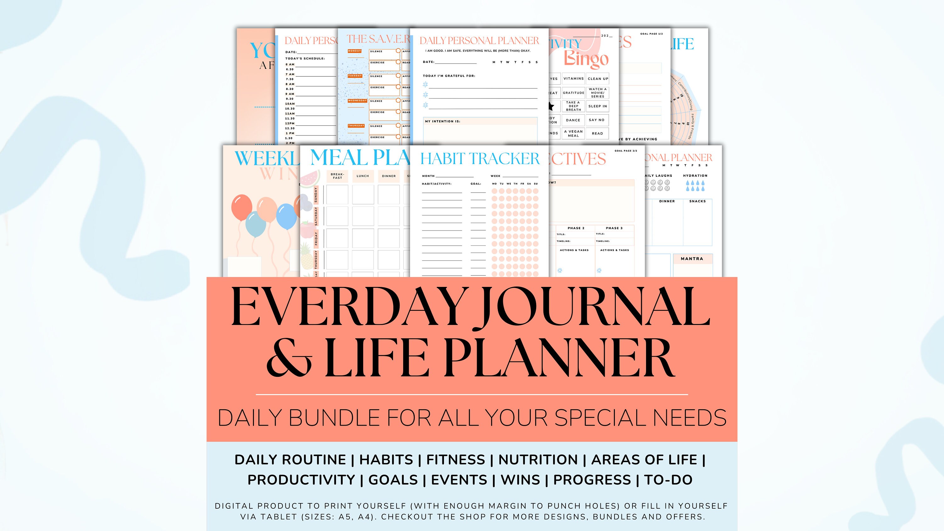 Daily Focus Planner Template Printable Daily BUNDLE Daily Schedule ...