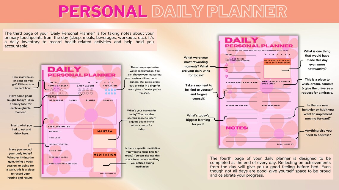 Full Planner Bundle Printable Planner Goals, Habits Growth Mindset Self ...