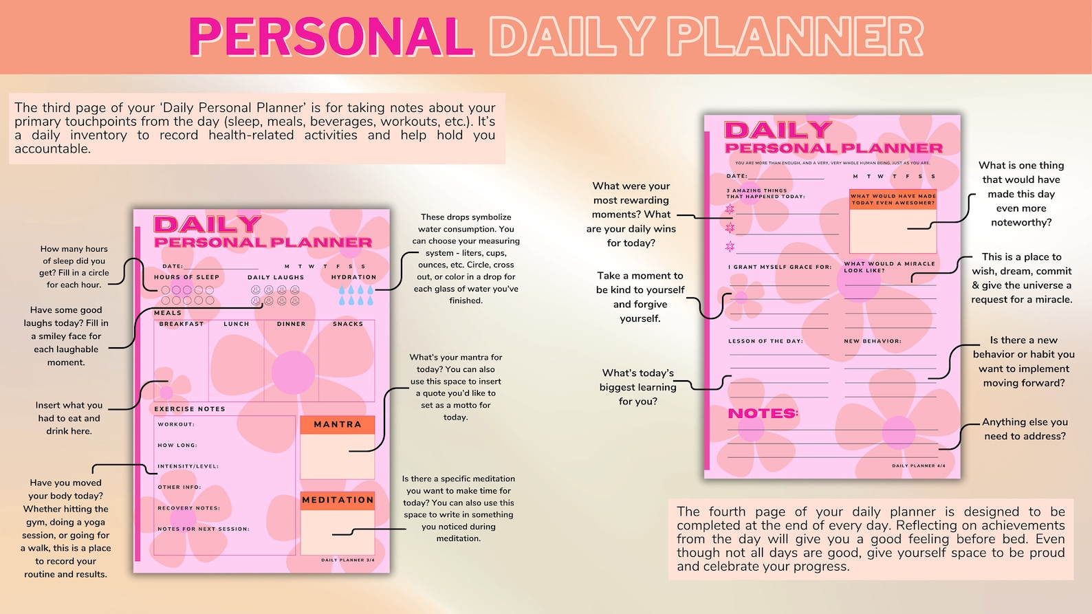 Full Planner Bundle Printable Planner Goals, Habits Growth Mindset Self ...