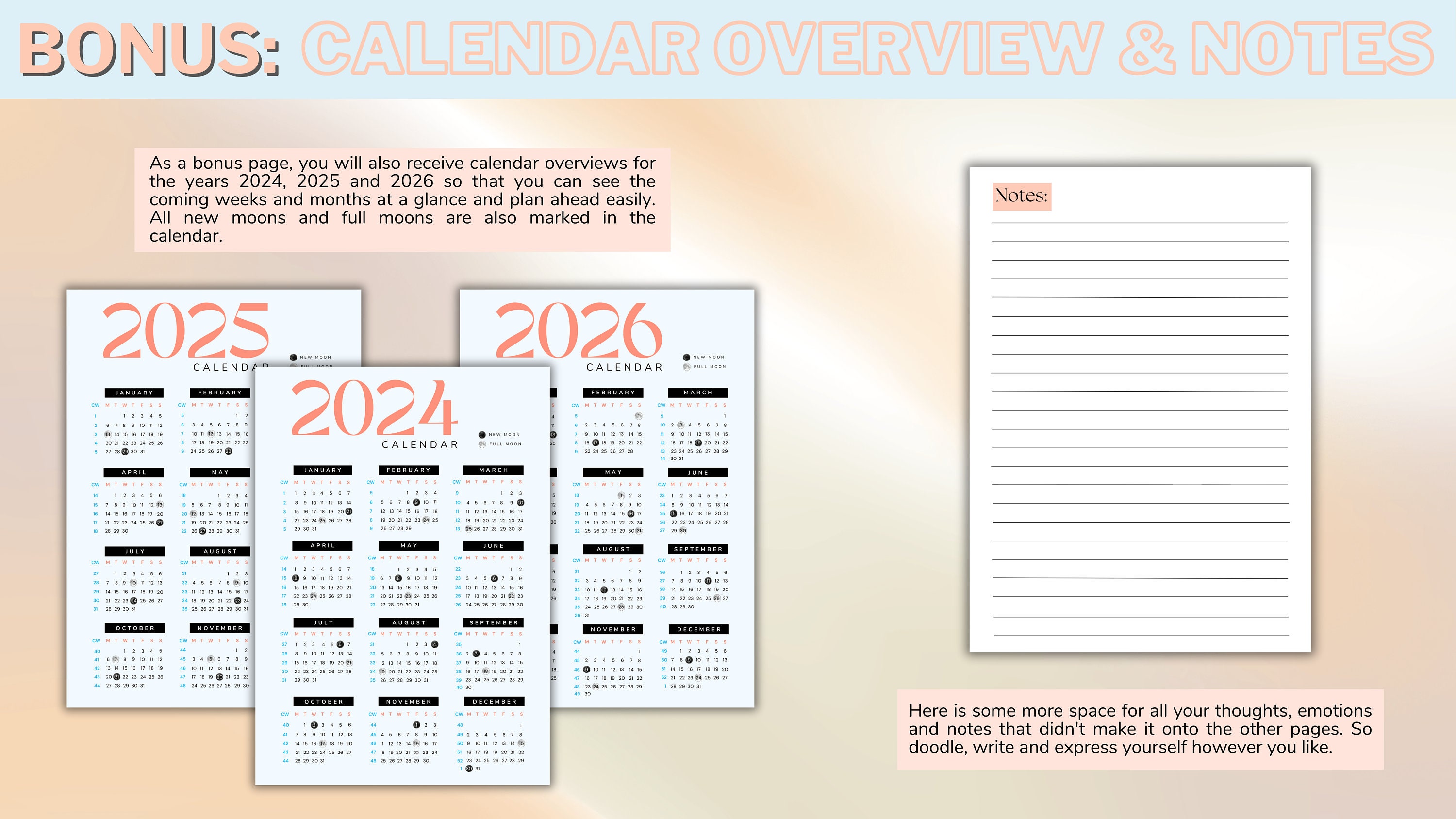Printable Lunar Calendar 2024, Moon Phase Calendar, Full Moons 2024 ...