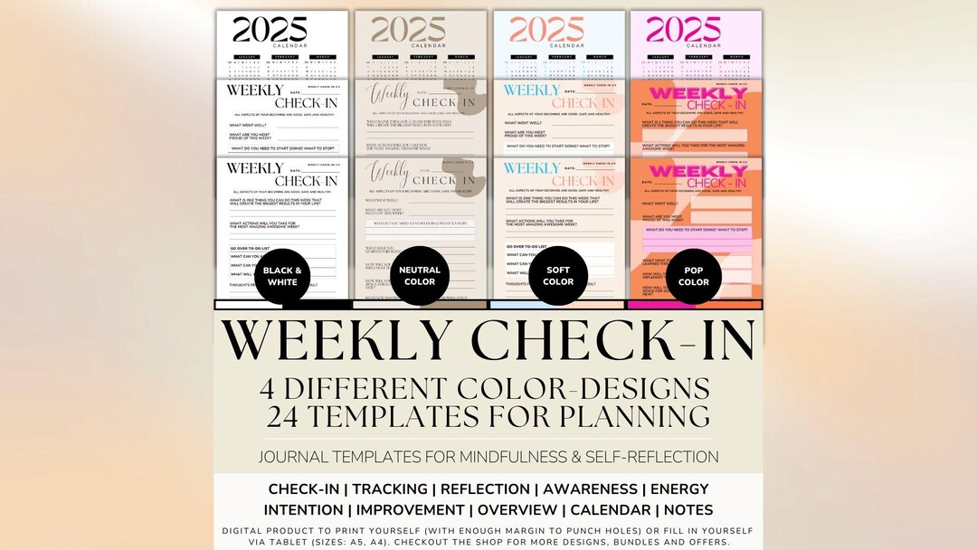 Printable Weekly Check-in Template 2025 Pages, Fillable | Undated ...