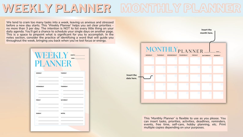 Full Planner Bundle Printable Planner Goals, Habits Growth Mindset Self ...