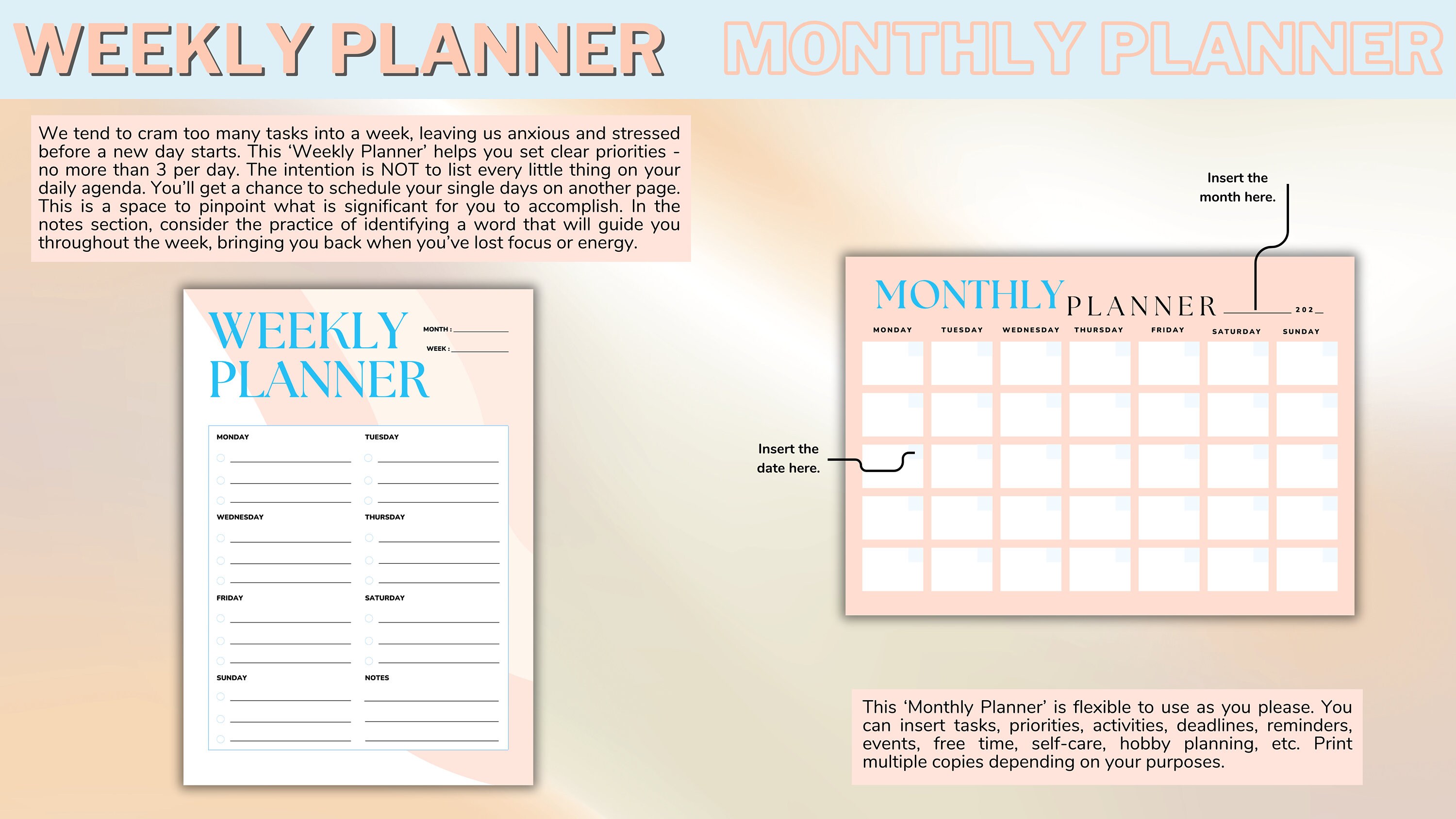 Full Planner Bundle Printable Planner Goals, Habits Growth Mindset Self ...