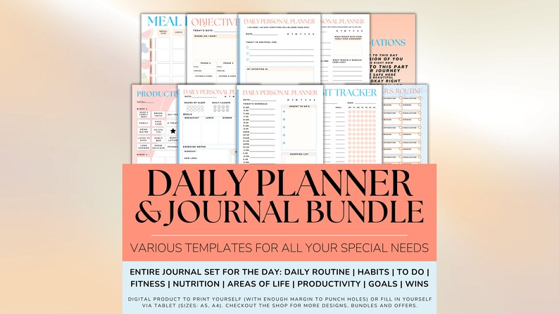 Daily Focus Planner Template | Printable Daily BUNDLE | Daily Schedule ...