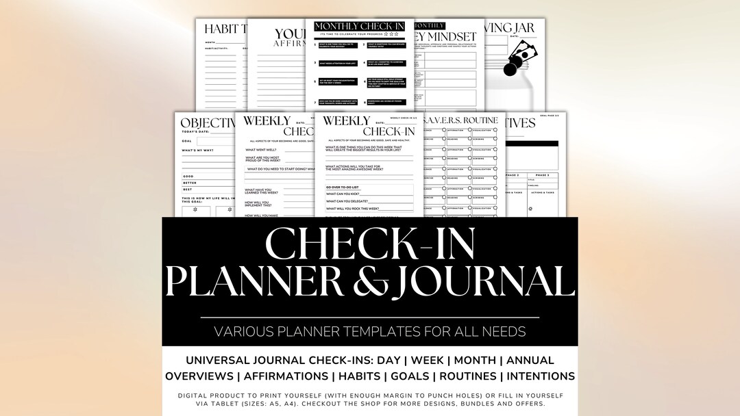 Daily Check in Digital & Printable Journal | Mindfulness, Self ...