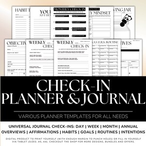Daily Check in Digital & Printable Journal | Mindfulness, Self ...