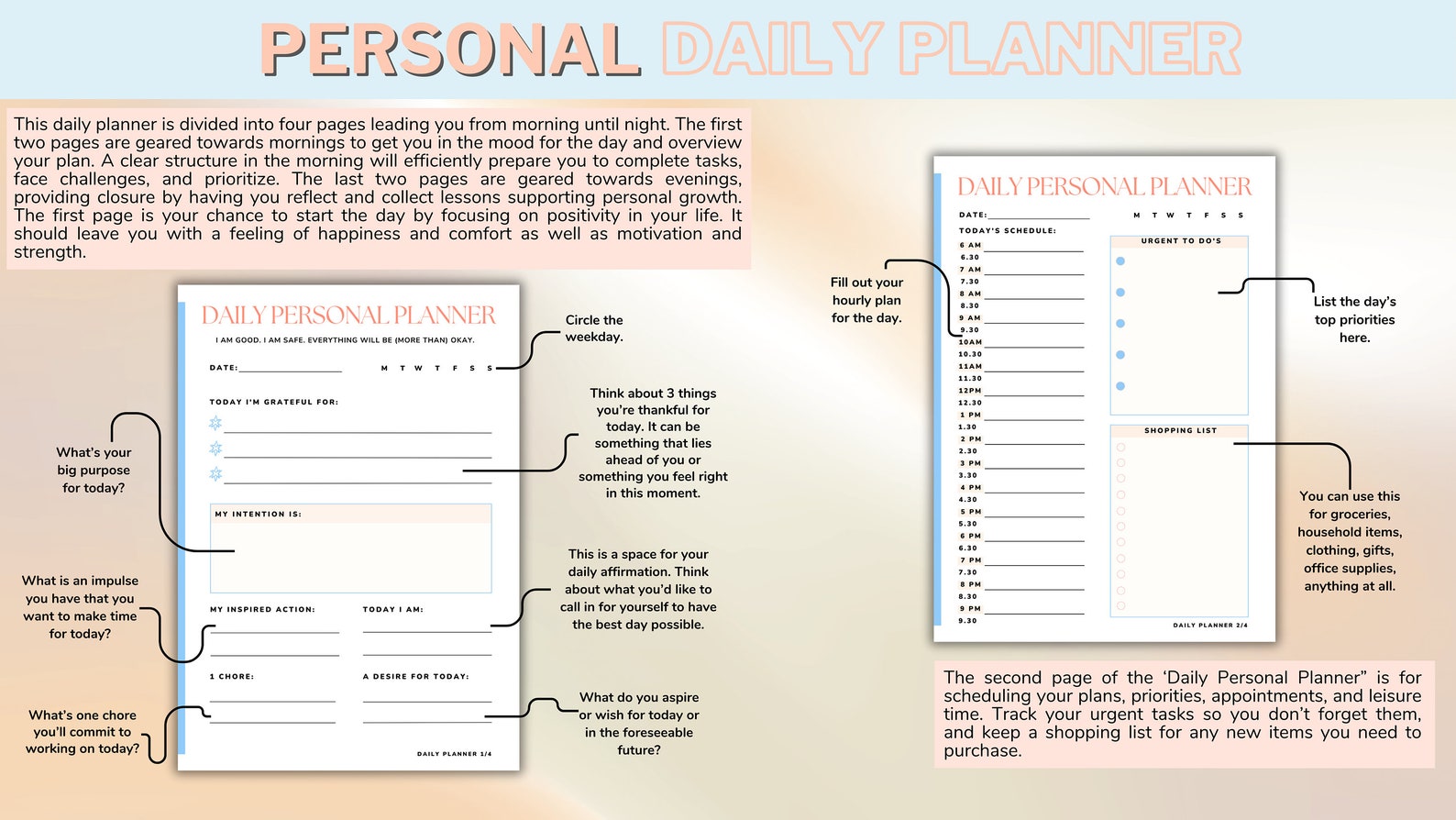 Full Planner Bundle Printable Planner Goals, Habits Growth Mindset Self ...