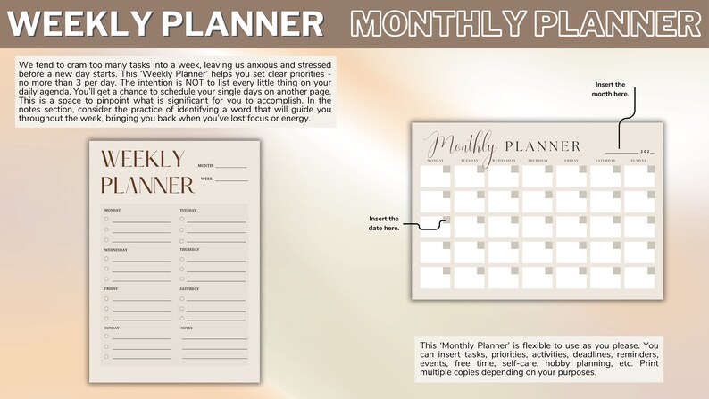 Full Planner Bundle Printable Planner Goals, Habits Growth Mindset Self ...