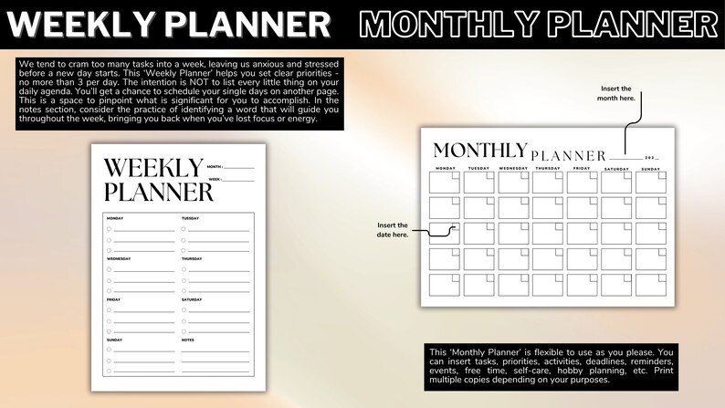 Printable Planner Bundle Goals, Habits, Growth Mindset, Self Care ...