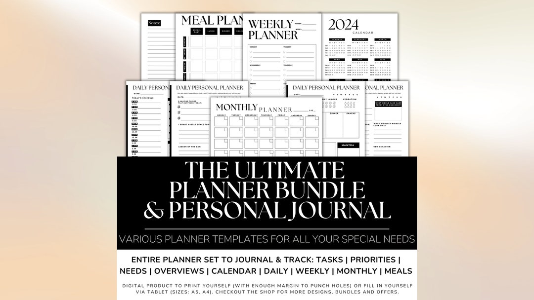 Printable Planner Bundle Goals, Habits, Growth Mindset, Self Care ...