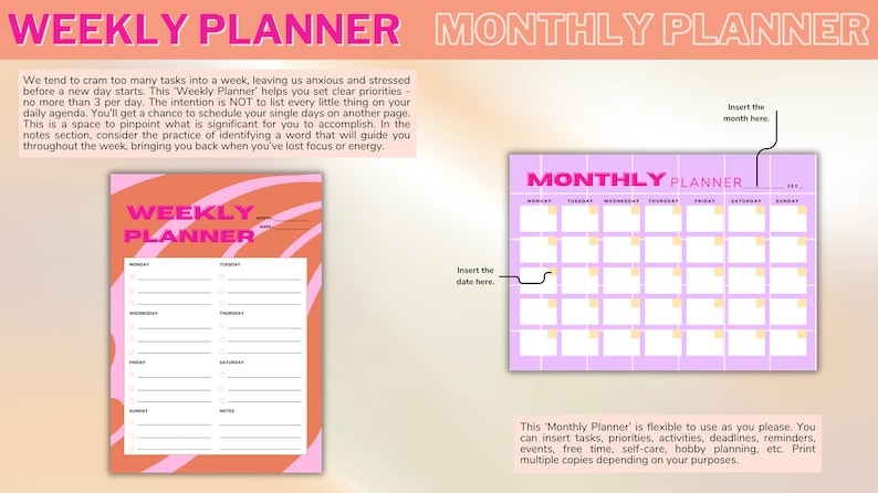 Full Planner Bundle Printable Planner Goals, Habits Growth Mindset Self ...