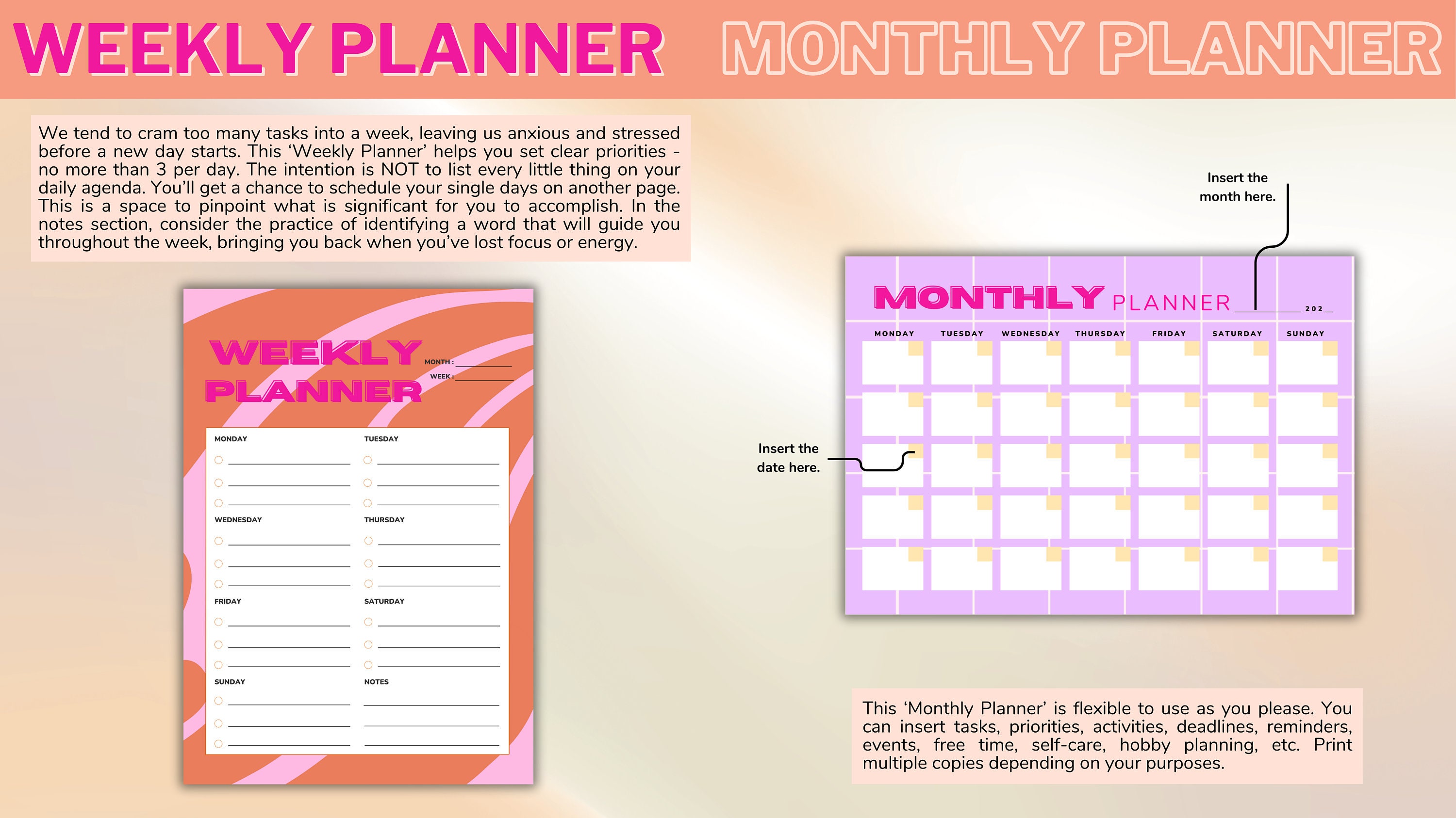 Full Planner Bundle Printable Planner Goals, Habits Growth Mindset Self ...