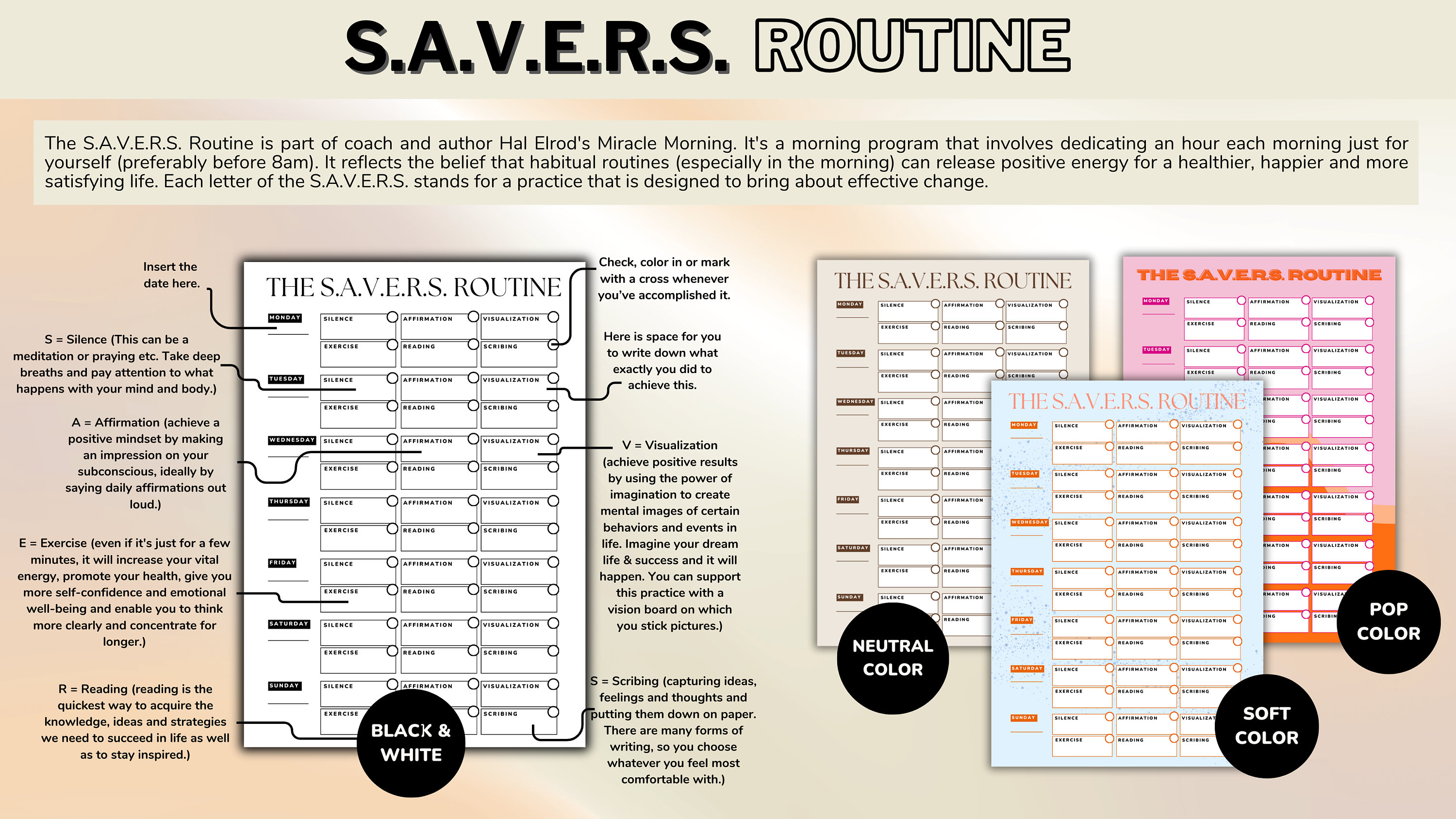 Miracle Morning Journal Printable, Tracker Morning Habit Journal ...
