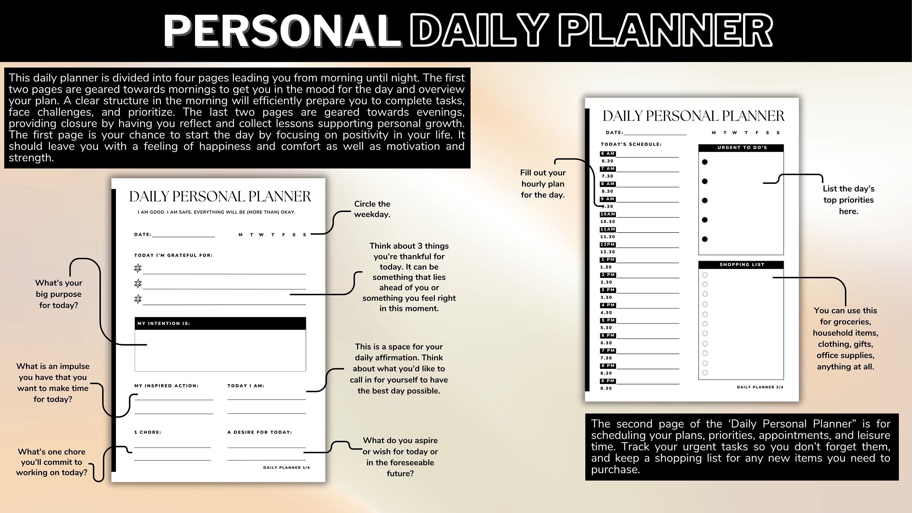 Printable Planner Bundle Goals, Habits, Growth Mindset, Self Care ...
