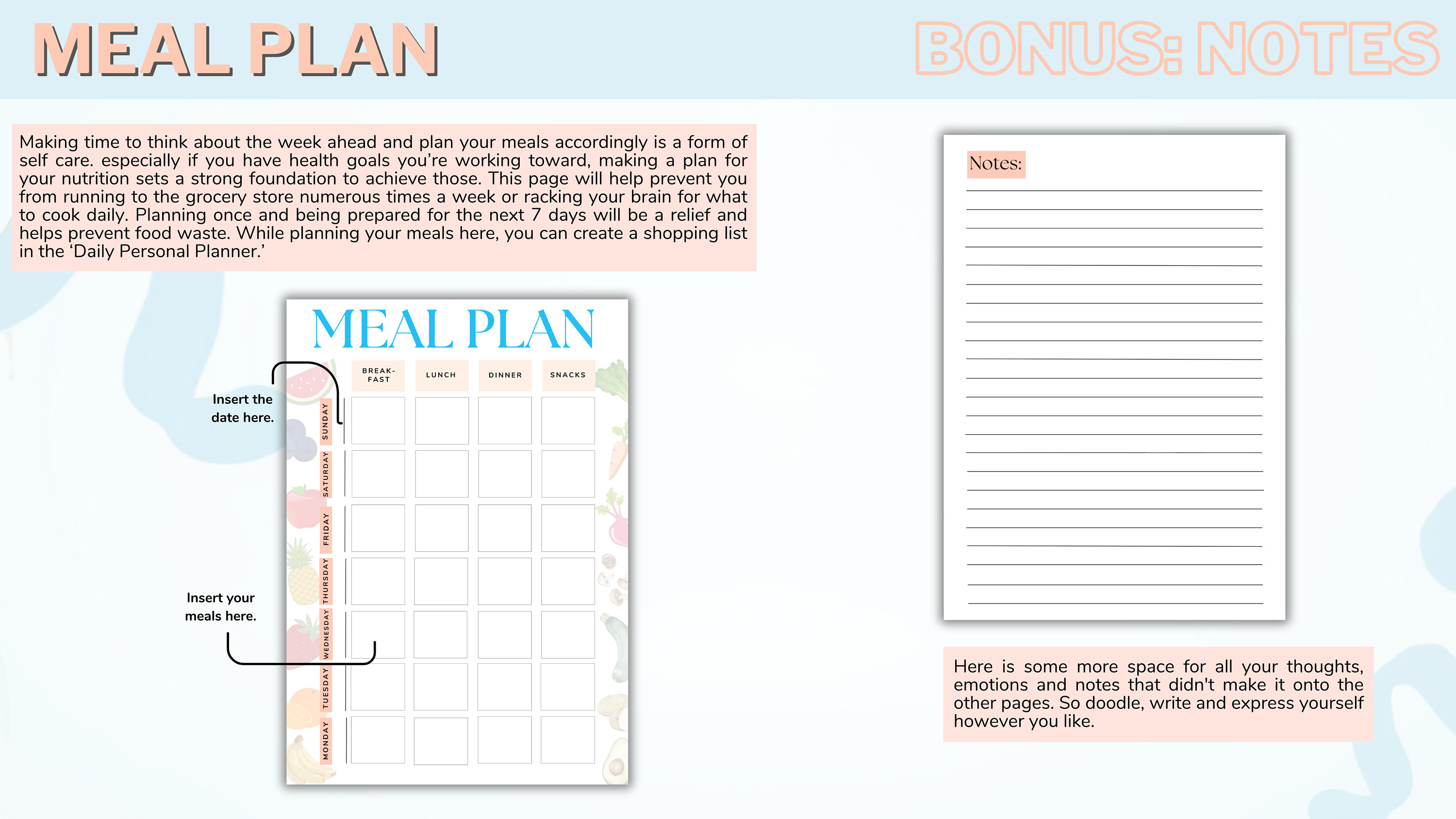 Daily Focus Planner Template Printable Daily BUNDLE Daily Schedule ...