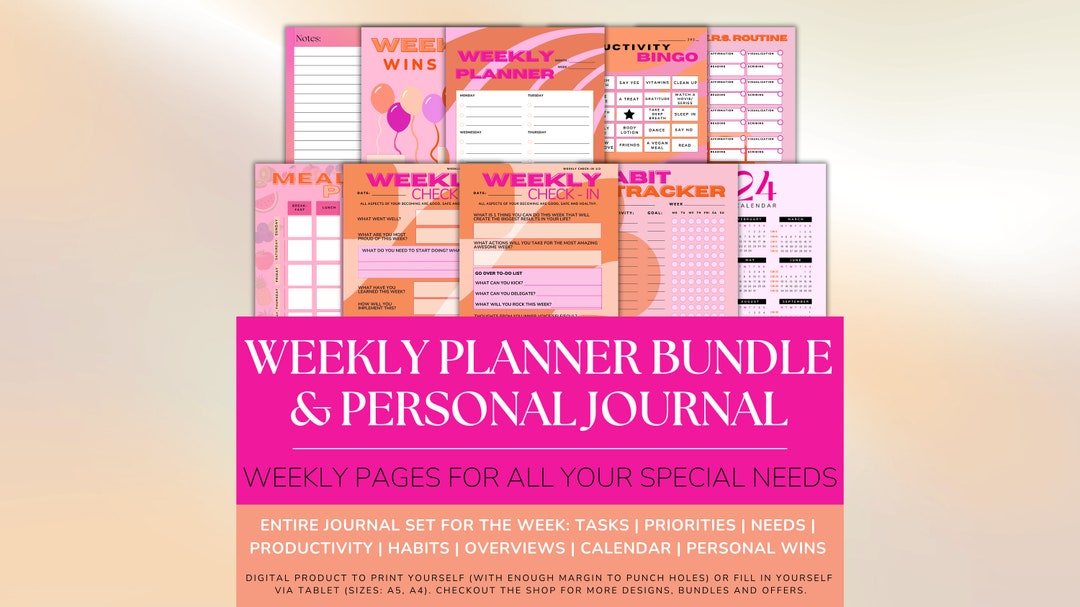 Weekly Planner Bundle | Focus Productivity Planner | Planner Bundle ...