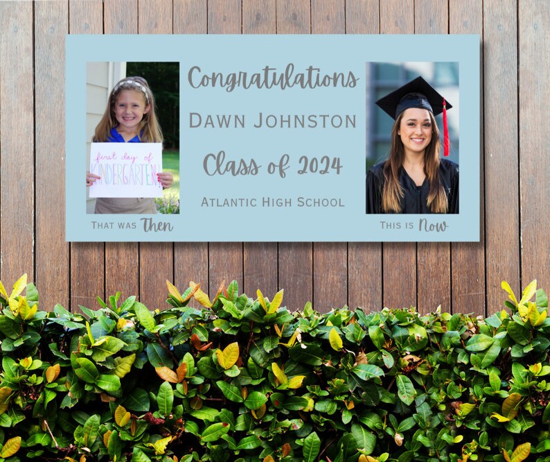 Graduation Photo Banner Template, Then and Now Banner, Collage Banner ...