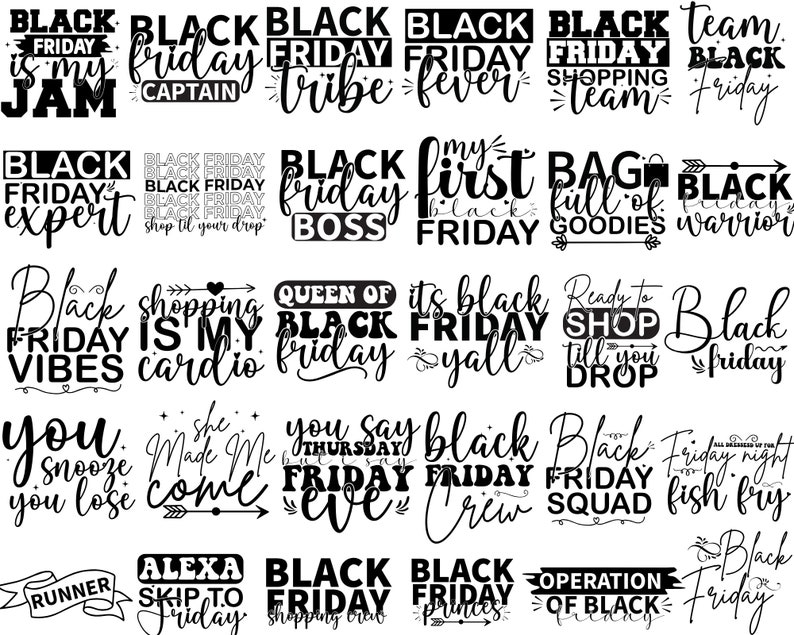 Black Friday Quotes SVG Bundle: Shirt Designs (digital Download) - Etsy