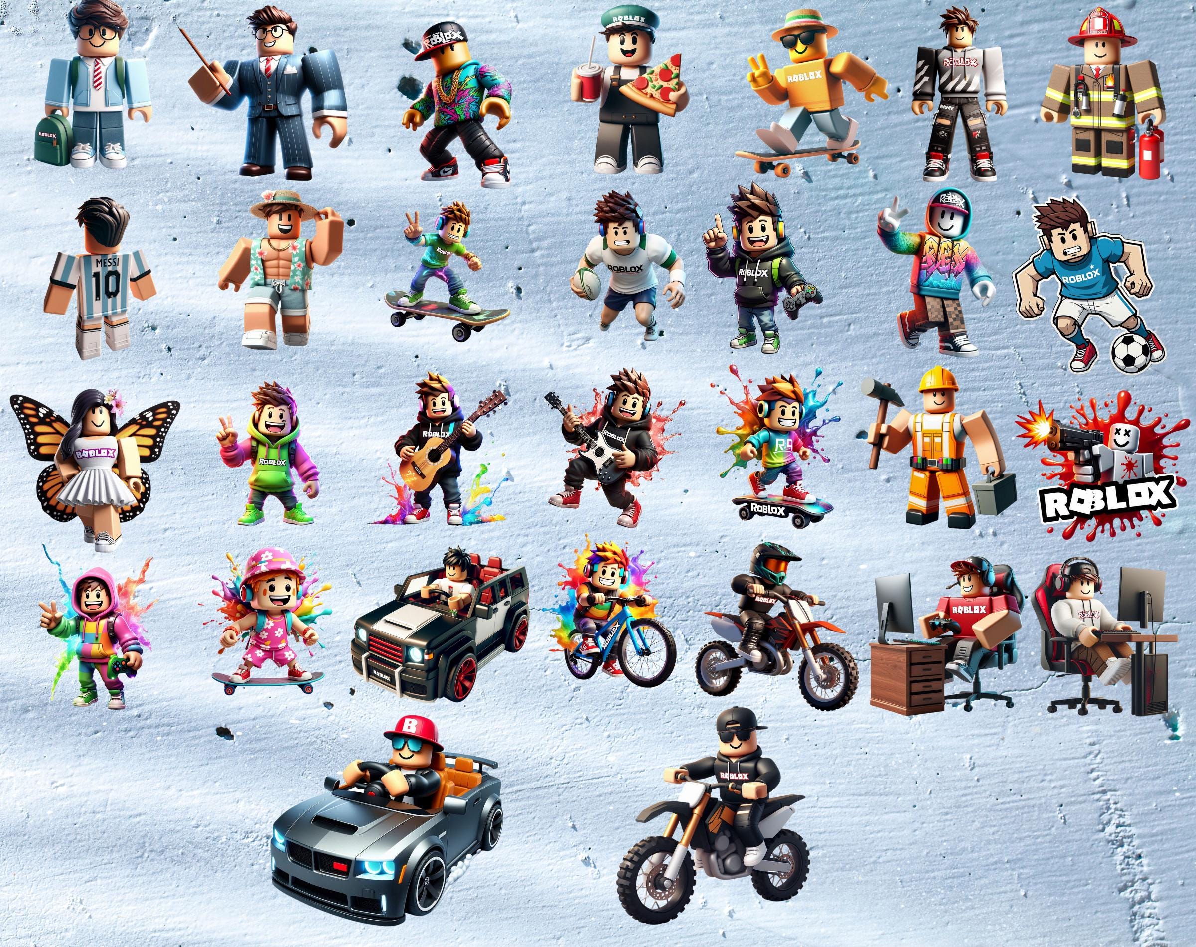 Mega Roblox Character Clipart Bundle: Graffiti & Neon PNG (digital ...