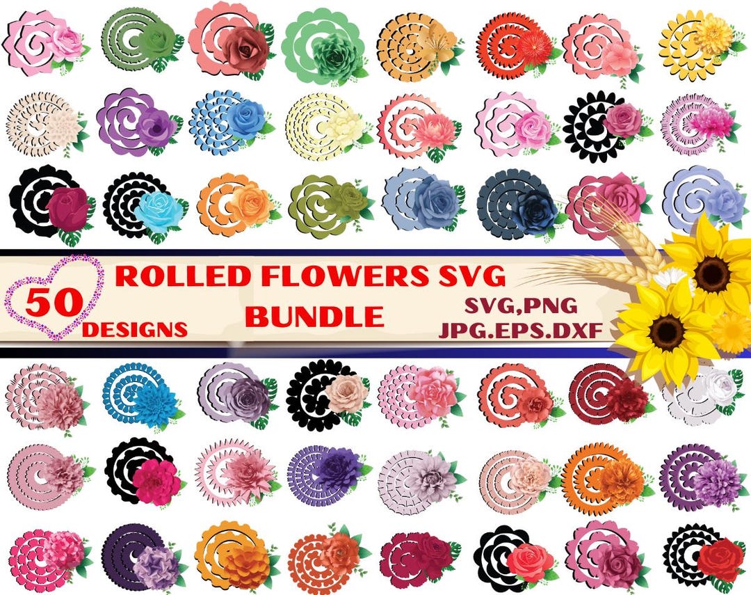 Rolled Paper Flower SVG Bundle: 3D Floral Designs (digital Download) - Etsy