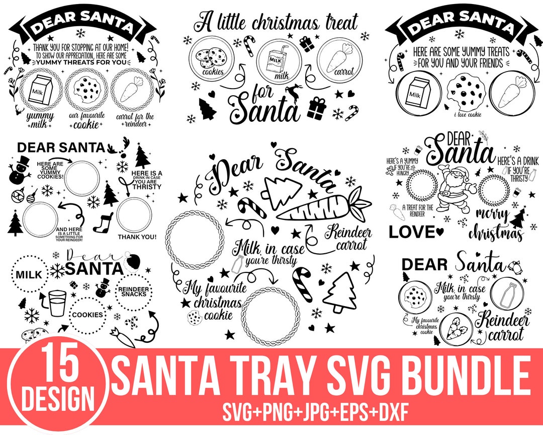 Santa Tray SVG Bundle: Christmas Cookie & Milk Designs (digital ...