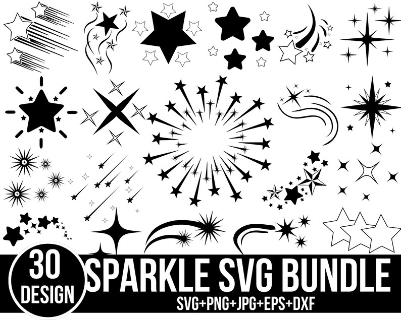 Sparkle Svg Bundle, Stars Sparkle Svg, Christmas Star Svg, Night Star ...