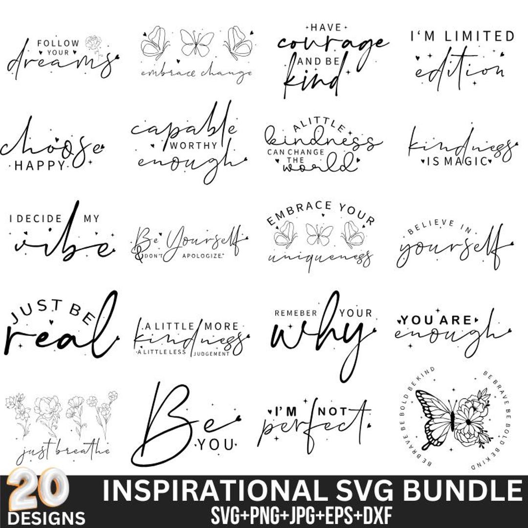 Motivational SVG Bundle, Positive Quote SVG, Affirmation Svg, Cute ...