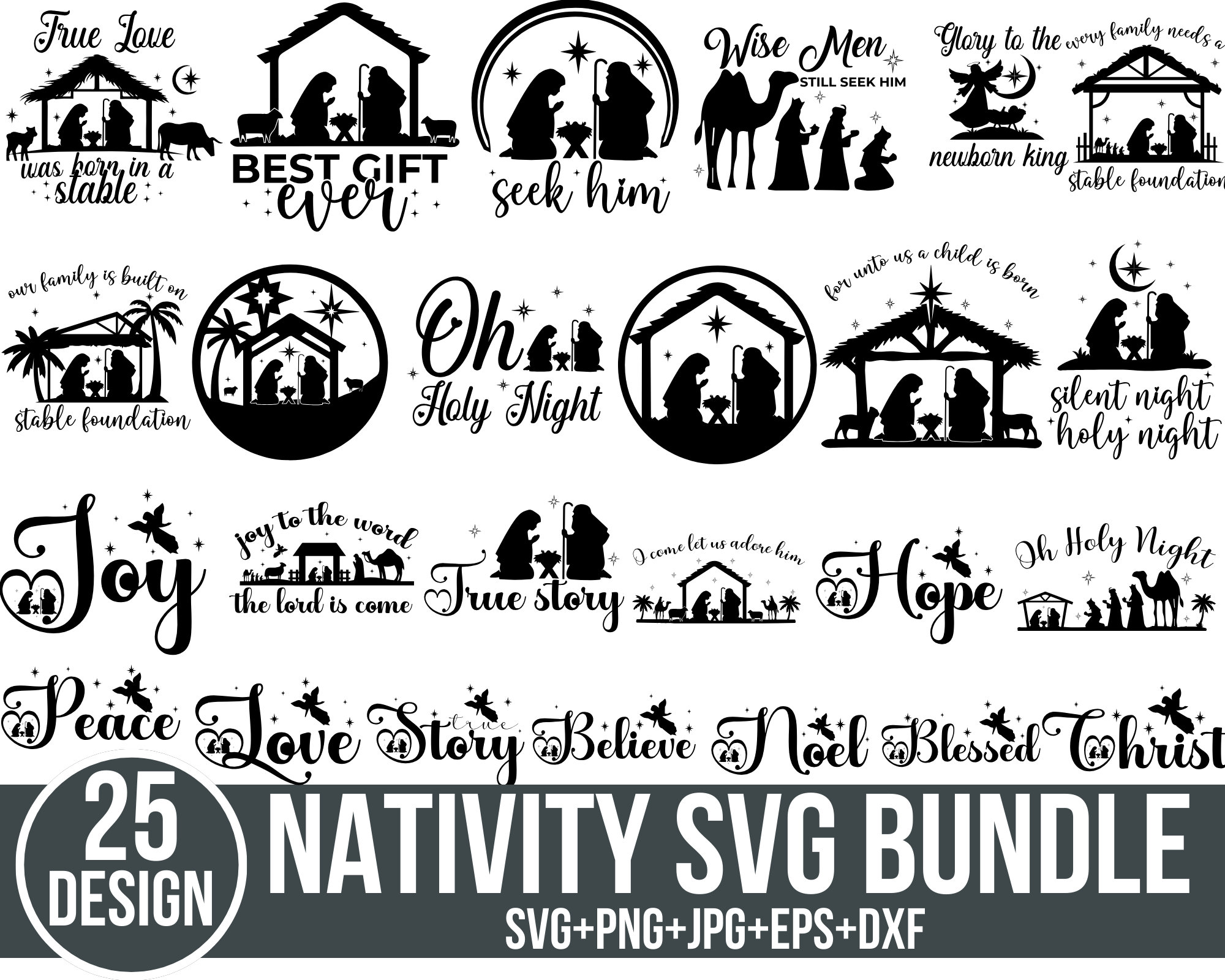 Nativity SVG Bundle, Christmas Decoration Svg, Christmas Svg, Nativity ...