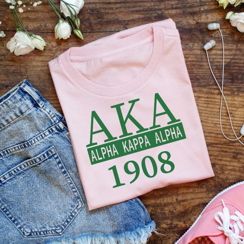 AKA SVG Bundle, Lettering, Greek (pink & Green, 1908) Sisterhood Files ...