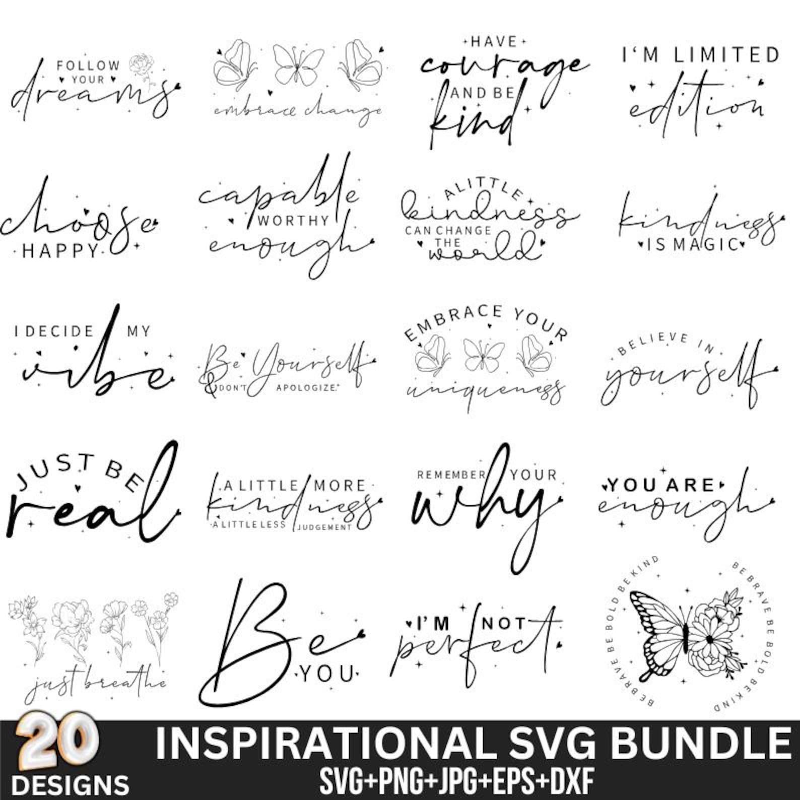 Motivational Quote SVG Bundle, Inspirational Designs (digital Files) - Etsy