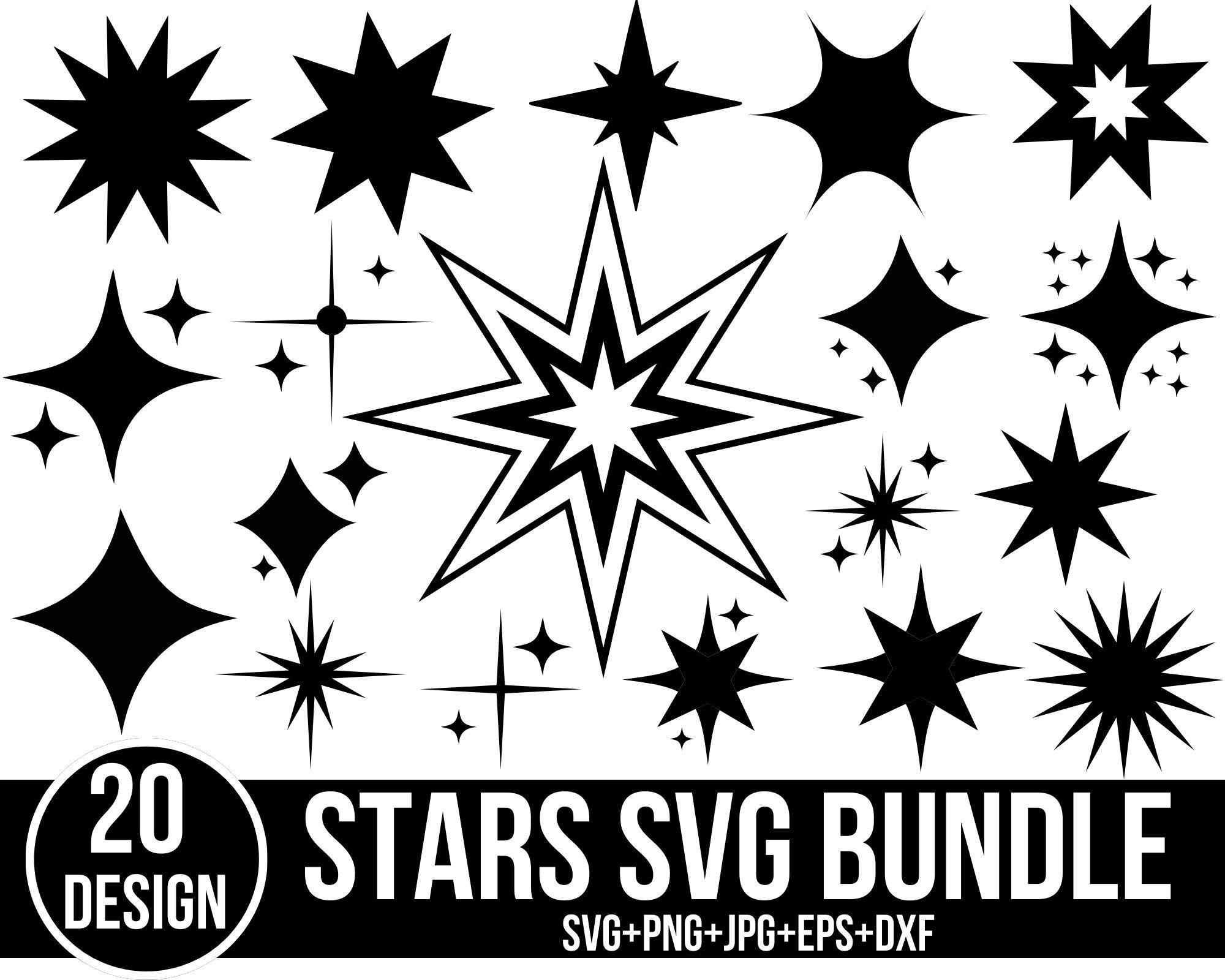 Sparkle Svg Bundle, Stars Svg, Christmas Star Svg, Shining Star SVG ...